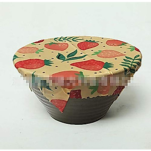VOVOLO (Strawberry Print 3 Pack S/M/LReusable Beeswax Food Wraps Eco Friendly Wrappers Sustainable Plastic Free Food Storage Washable Bowl Covers Sandwich Wrappers