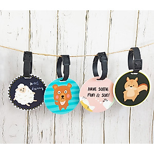 SetGo Cute Animal Name Tag for Kids, Plastic Backpack Tag, Set of 2, Customized Tag – Great for Boys and Girls at School Daycare Kindergarten (Squirrel)