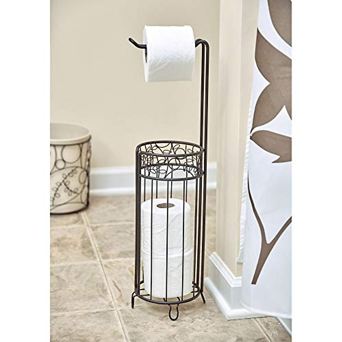 iDesign Metal Holder – Holds 4 Rolls of Toilet Paper The Twigz Collection, Set of 1, Bronze