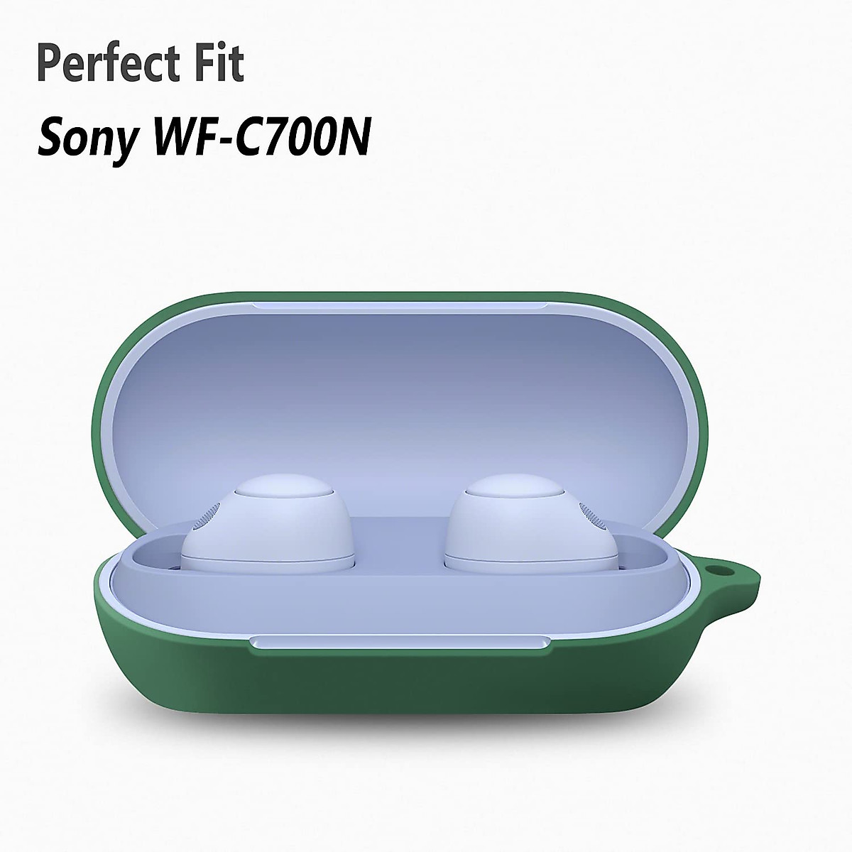 Geiomoo Silicone Case for Sony WF-C700N, Protective Cover with Carabiner (Emerald Green)