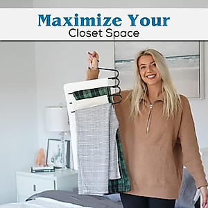 Pants Hangers | Multi Pants Hangers Space Saving- 4 Tier Space Saving Hangers- Metal Hangers for Pants and Jean Hangers, Multi Pant Hangers Non Slip Hangers for Pants Organizer (3)