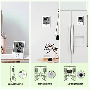 BALDR Digital Mini Hygrometer & Indoor Thermometer - Monitor Room Temperature & Humidity with a Hydrometer, Humidity Sensor, & Indoor Thermometer for Home, Office, Greenhouse, & More (White)