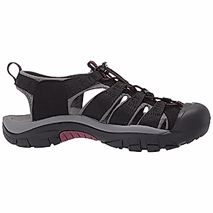 KEEN Women's Newport H2 Closed Toe Water Sandals, Black/Raspberry Wine, 8.5