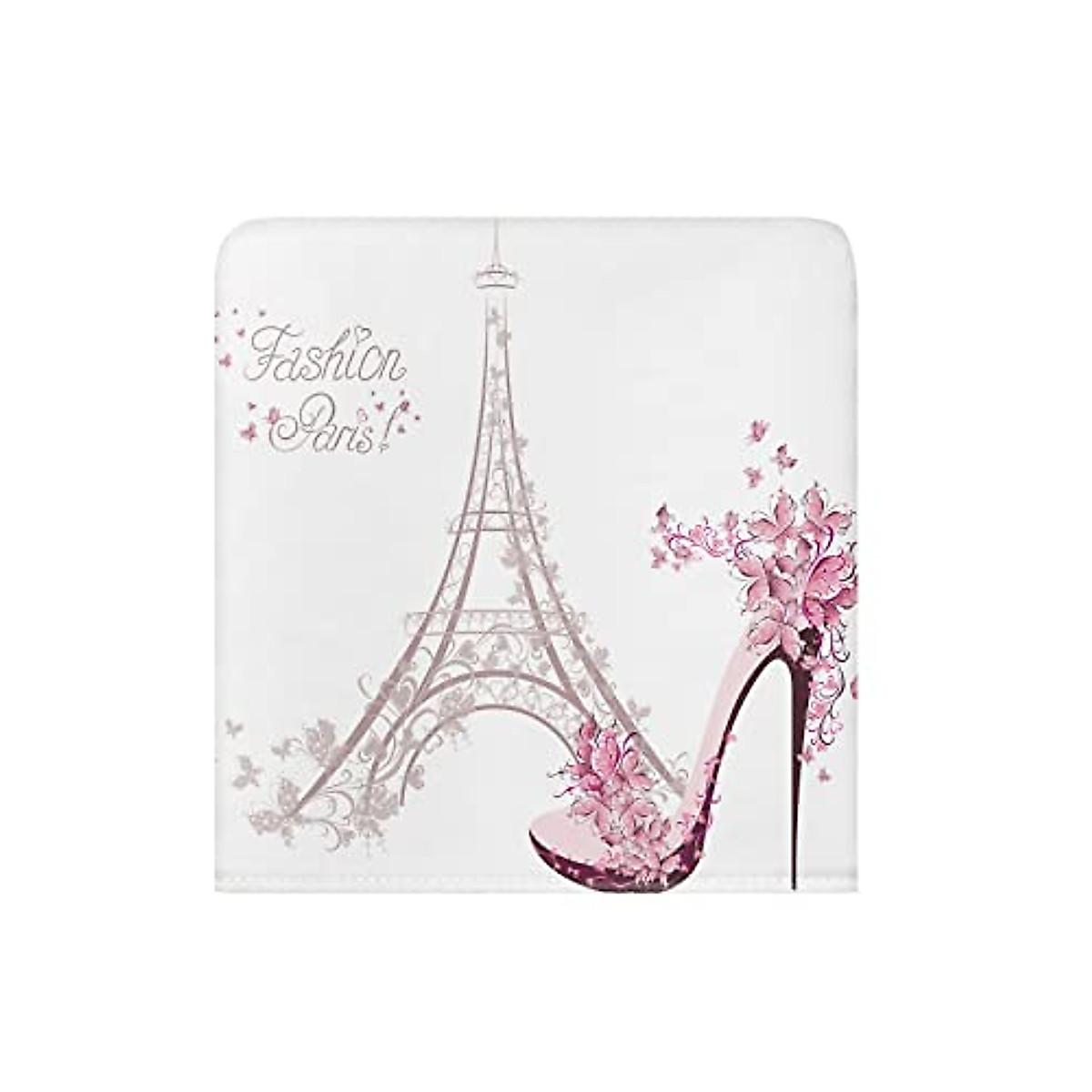 Maliyand Chair Back Cover, Pink Paris Eiffel Tower High Heel Flower Chair Covers Removable Chair Protector Slipcover for Dining Room, Kitchen, Restaurant, Set of 8