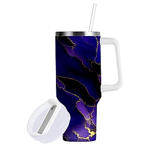 RPLIFE Abstract Watercolor Purple Stainless Steel Tumbler, Insulated Coffee Cups with Lids, Coffee Tumbler for Women