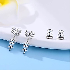 Moconar Locking Earring Backs for Studs, Hypoallergenic 18k Gold Bullet Earring Backs Replacements for Studs/Droopy Ears, Secure Locking Backing for Sensitive Ears (Silver 2pairs)