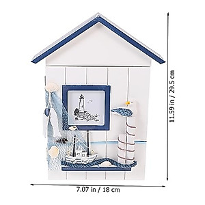 LIFKOME Mediterranean Style Key Cabinet Wood Nautical Style Wall Mounted Wooden Key Holder Storage Box Cabinet Wooden Key Box Wall Mount Hanging Decorative Handmade Key Holder Home Decor