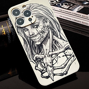 Shegazzi Compatible with iPhone 14 Pro Max Case, Halloween Skull Skeleton Phone Case for Apple iPhone 14 Pro Max, Slim TPU Liquid Silicone Phone Case Full Body Protective Cover