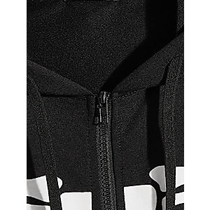 SheIn Men's Graphic Long Sleeve Hoodies Zip Up Drawstring Hooded Sweatshirt Jacket Black S