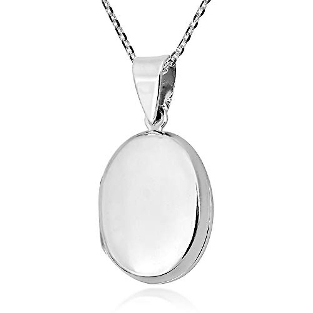 AeraVida Minimalist Engrave Keepsake Memory Holder Sterling Silver Polished Oval Locket Necklace, 16 inch