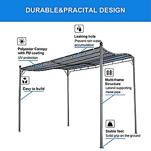 Aweather Steel Outdoor Pergola Gazebo Patio Canopy Shelter Outdoor Sun Shade for Door Porch,Garden, Backyard,Grill (Grey)