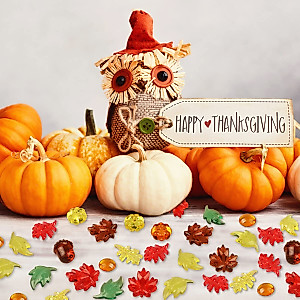 Songjum 105 PCS Acrylic Leaves Fall Vase Filler Decor Very Crystal Clear Acrylic Fall Decorations Thanksgiving Table Scatter for DIY Crafts Home Decoration Thanksgiving Autumn Decor