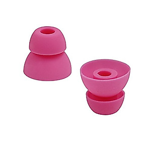 ALXCD Ear Tip for Tour2 Beats Tour Earphone, 8 Pair SML & Double Flange Durable Soft Silicone Replacement Ear Bud Eartip, Fit for Beats Tour Tour 2 Earphone [8 Pair](Pink)