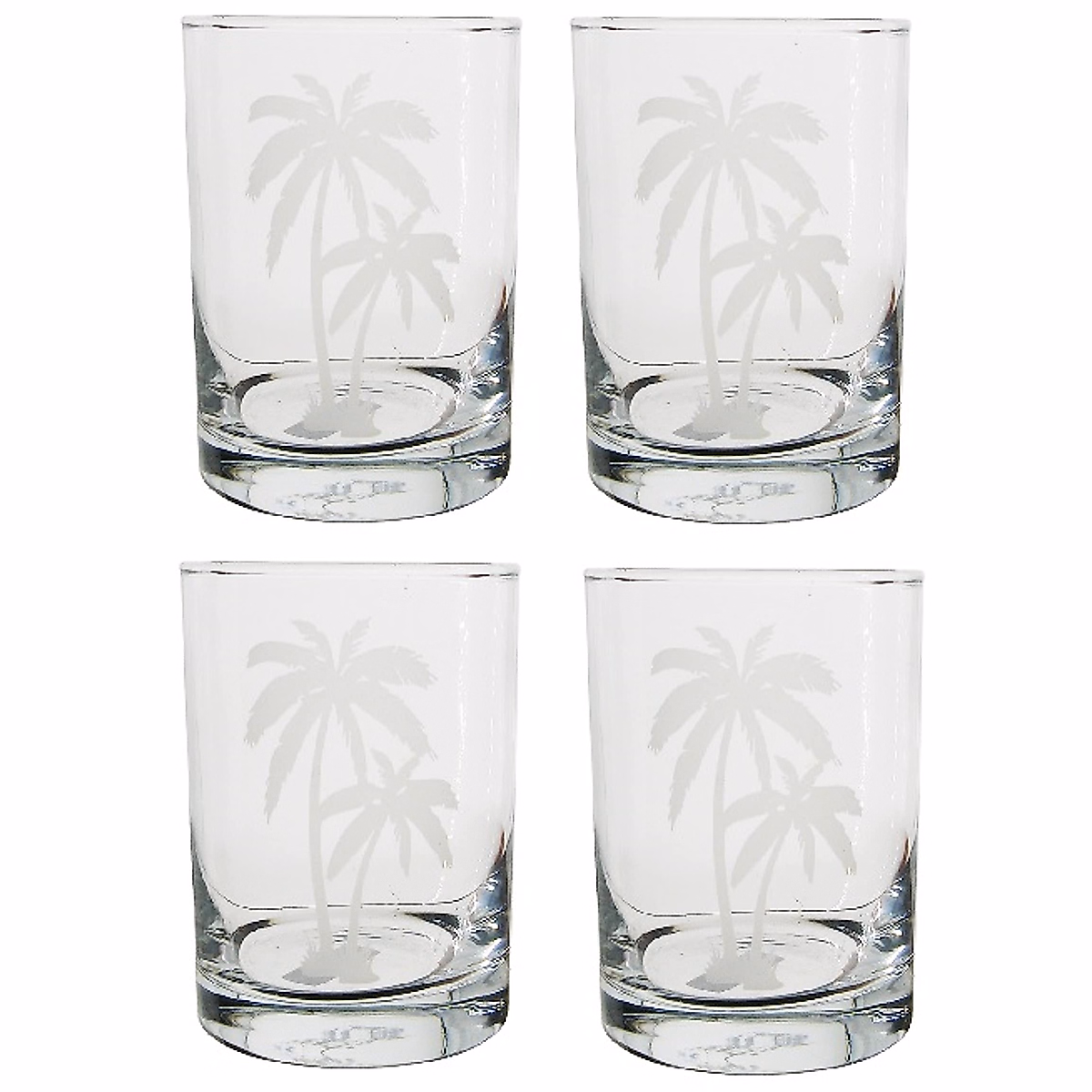 Chesapeake Bay 68683 4 Palm Tree Whiskey or Juice Glasses 4 Inches Tall 8 Ounce Capacity