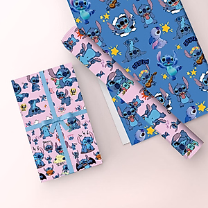 EYQQM Wrapping Paper 2 Roll 17" x 118" Gift Wrapping Paper Durable Mini Roll Surprises Gift Wrap Pack for Kids Birthday, Party Storage Festive Decoration (Pink & Blue)