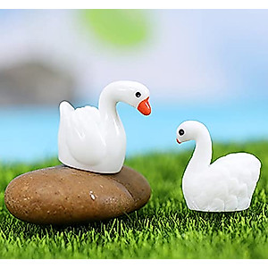 40 Pcs Resin Swan Figurines Procelain Swan Miniature Figurines Fairy Garden Accessories Cake Toppers Decoration Set for Succulent Planter Moss Landscape DIY Terrarium Home Décor