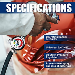 LE LEMATEC Air Compressor Regulator Valve with Pressure Gauge, for Precise Control in Air/Pneumatic Tool Applications, Spray Painting, Tire Inflation and More, ¼ NPT, 0-150 PSI (AR-01)