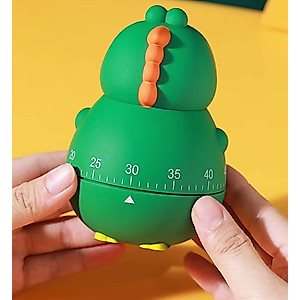 Cute Dinosaur 100% Mechanical Egg Kitchen Timer for Kids Cooking/Reading/Classroom/Do Sports(Dinosaur, Green)