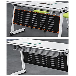 3 pcs Flip Top Mobile Training Table with Management & Lockable Wheels, Foldable Meeting Table for Conference Rooms,Training Rooms,Media Centers (Color : A, Size : 120 * 60 * 75cm)