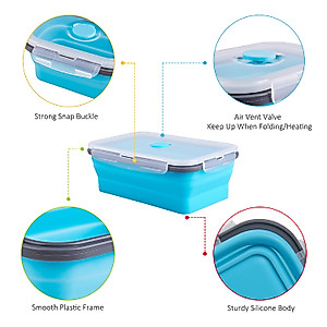 Collapsible Food Storage Containers with Lid, Bundle of 3 Sizes, 12 Pack, Kitchen Stacking Silicone Collapsible Meal Prep Container Set for Leftover, Microwave Freezer Dishwasher Safe, 4 Colors