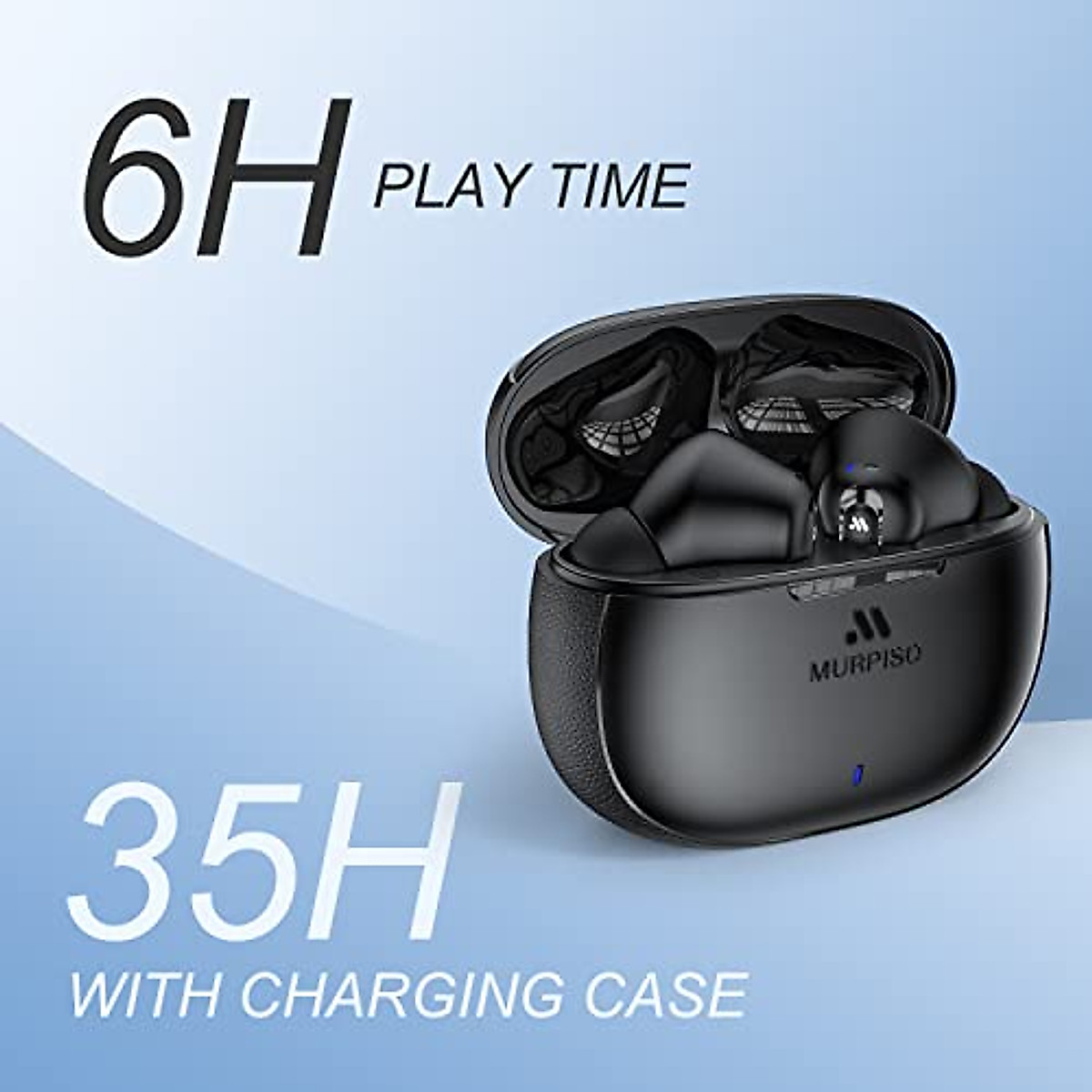 MURPISO Wireless Earbuds, Active Noise Cancelling Wireless Earbuds, in-Ear Bluetooth 5.2 Headphones with 4 Mics, 35 Hours Playtime, IPX6 Waterproof, Deep Bass Headset for iOS Android, Black