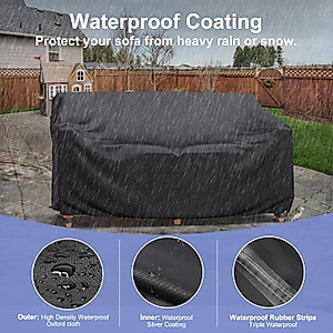 Gorpche Heavy Duty Outdoor Furniture Covers For Winter, Patio Sofa Cover, Patio Furniture Covers Waterproof, Patio Couch Loveseat Covers with Air Vent and Handles, 60" L×42" D×30" H, Black