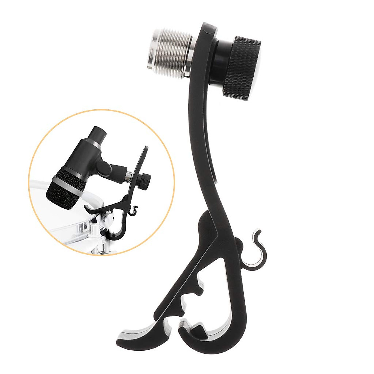 Alnicov Black Drum Mic Shockproof Clamp Metal Movable Mount Kit Hard Groove Gear Universal Mic Clip Adjustable