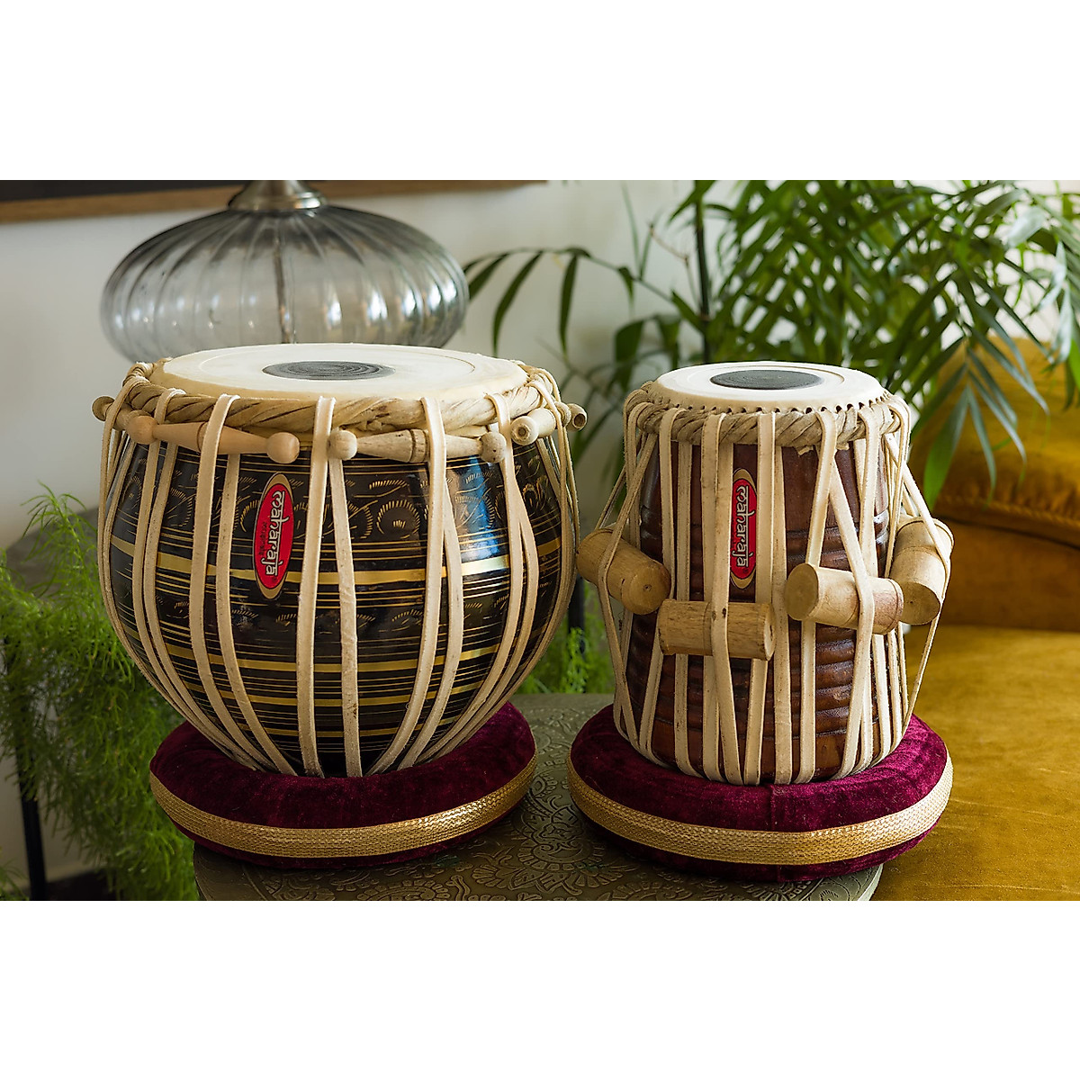 MAHARAJA Tabla Drum Set - Buy 3KG Black Brass Bayan, Finest Dayan, Hammer, Cushions & Cover PDI-EA