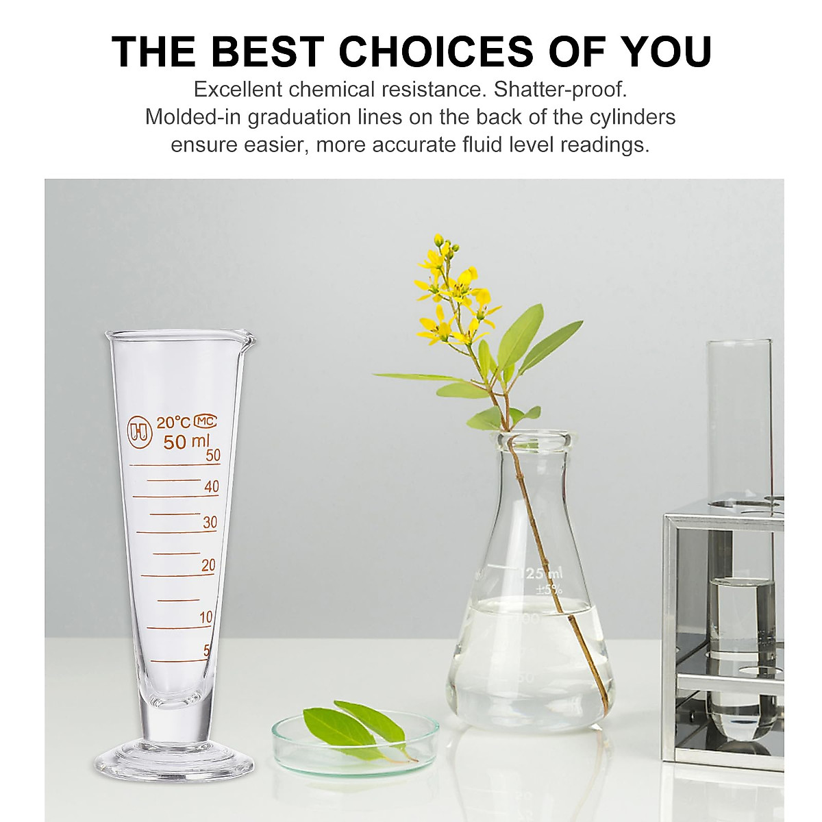 Lab Graduated Measuring Cup, Cup With Spout Wide Mouth Glass Beaker Liquid Dispenser Measuring Cylinder Experiment Tool for Science