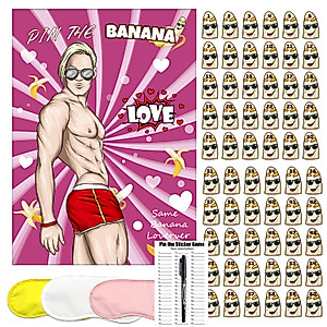 Bridal Shower Games Pin The Banana on The Hunk Bachelorette party GamesWedding Engagement Girls Night Pin The Banana Game 50 Stickers includes Large Poster Single Girl Party Night