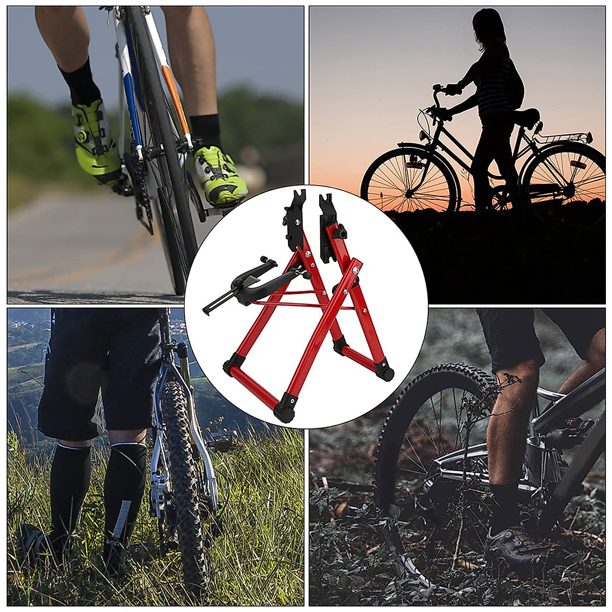 HEITIGN Bicycle Wheel Truing Stand, Aluminium Alloy Red Wheel Truing Stand Home Bike Repair Maintenance Support Tool Accessory
