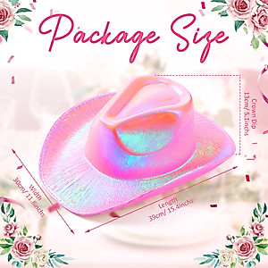 Yahenda 12 Pcs Bachelorette Cowgirl Hats Holographic Bride Cowboy Hat for Western Bachelorette Party Bride Bridesmaid Wedding (White, Pink)