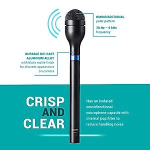 Movo HM-M2 Dynamic Omnidirectional Handheld Interview Microphone with 3-Pin XLR Connector