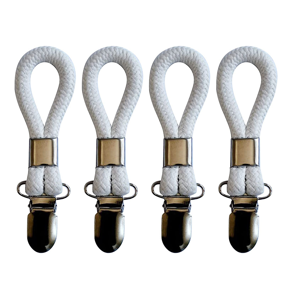 4Pcs Braided Cotton Loop Towel Clips Clothes Pegs Clamp for Home Bathroom Kitchen Towel Storage Holder