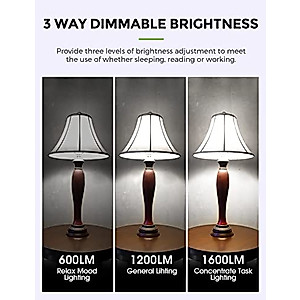 3 Way Light Bulbs, LOHAS 3 Way LED Light Bulbs 50 100 150W Equivalent, Daylight White 5000K, Three Way A19 Light Bulbs, E26 Base LED Bulbs for Desk Lamps, Floor Lamps, Table Lamps, 2 Pack