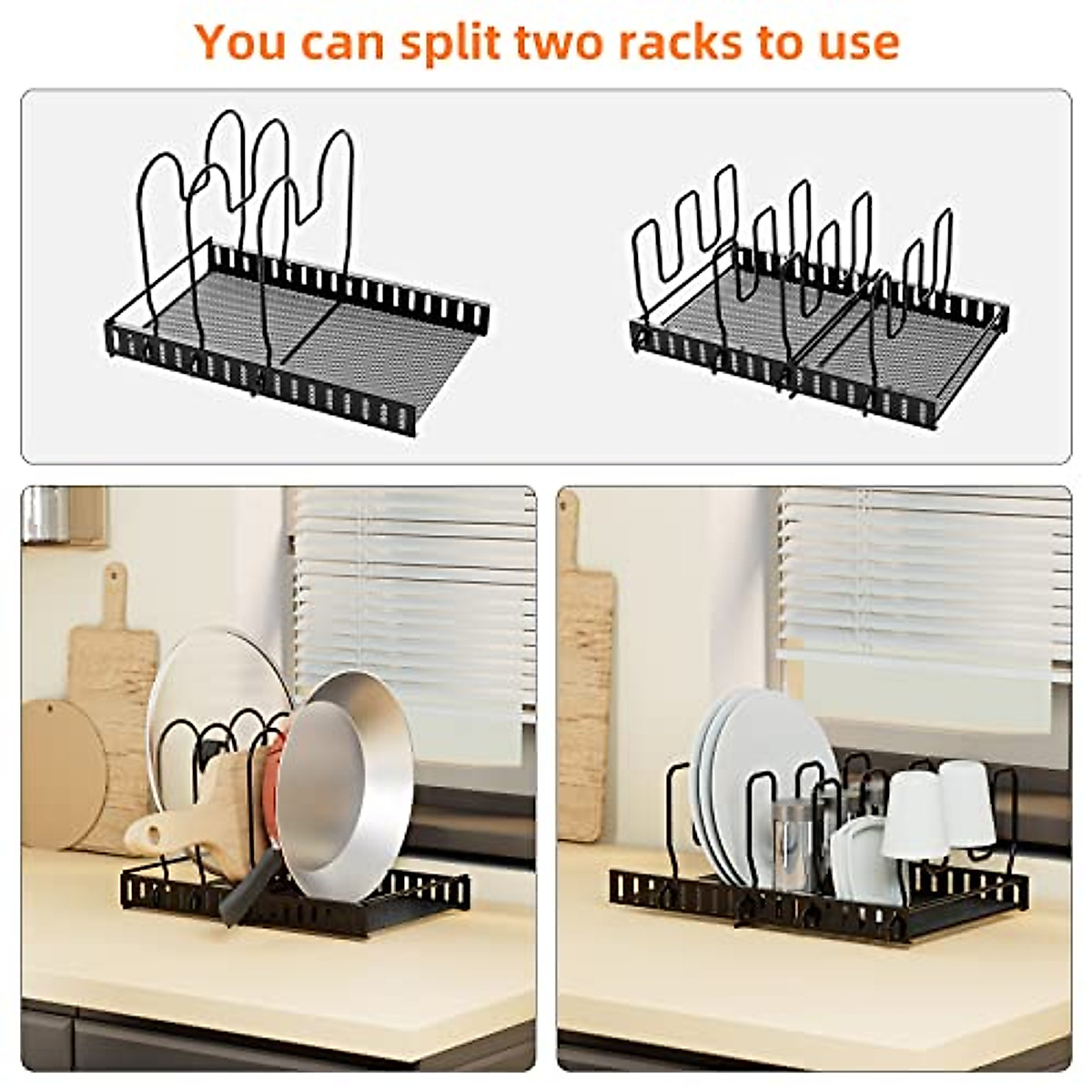 YUANNING Pot and Pan Organizer for Cabinet,Pots and Pans Organizer,Cutting Board Organizer,Pot Lid Organizer Rack,Cookware Cookie Sheet Dish Baking Sheet Lid Holder Kitchen Cabinet Organizer