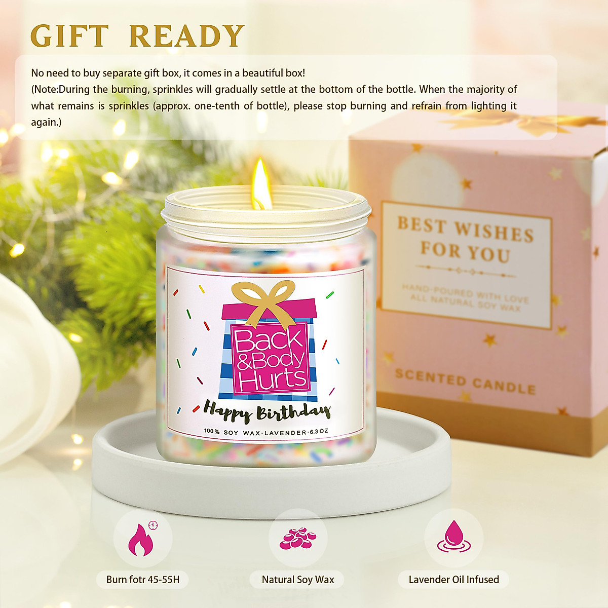 Jumway Birthday Gifts for Women Birthday Candle Gifts Funny for Women Men, Best Friend Happy Birthday Gifts for Her Him