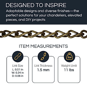 RCH Hardware CH-S51-16-BLK-3 Fixture Chain, Black, 14 Gauge