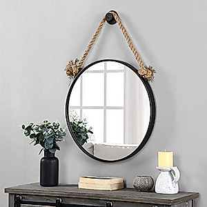 FirsTime & Co. Bronze Dockline Wall Mirror, Vintage Decor for Bedroom and Bathroom Vanity, Round, Metal, Coastal, 22 x 33.5 Inches
