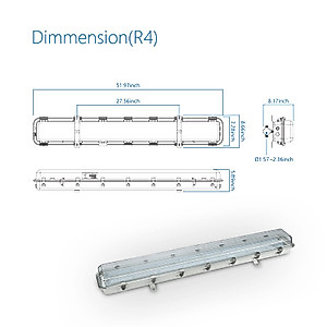 Sokply LED Explosion Vapor Proof Light ETL&UL844 Certified 60W 8400LM (300W HPS Eqv.), 4FT Class I Division II Hazardous Locations Industry Luminaires 0-10V Dimmable IP66 Waterproof, R4 Series