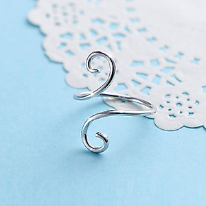 DAOCHONG Simple Ring for Women S925 Sterling Silver Adjustable Wrap Open Spiral Spoon Ring 8