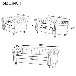 Tiokop Plush 51" Modern Style Dutch Fluff Double Seater Upholstered Sofa with Solid Wood Legs, Buttoned Tufted Backrest,Living Room Furniture for Apartment,Office and Lounge Area,Easy Assembly,Blue