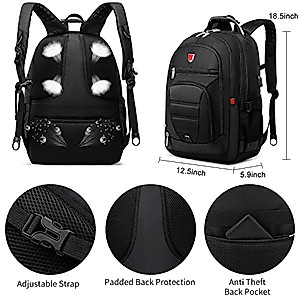 aocrin YH&GS Laptop Backpack, Business Travel Laptops Backpackfor for Men Women, Work Laptop Backpack Fits 15.6 Inch with USB Charging Port, Black