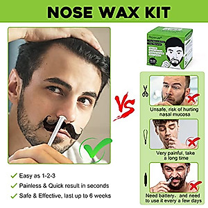 Auperwel Nose Wax Kit, 100g Nose Wax, 20 Blu Applicators, Nostril Waxing Kit for Men and Women Painless Hair Removal with 15 Mustache Guards, and 10 Paper Cups, Nose Ear Wax Kit with 15-20 Uses