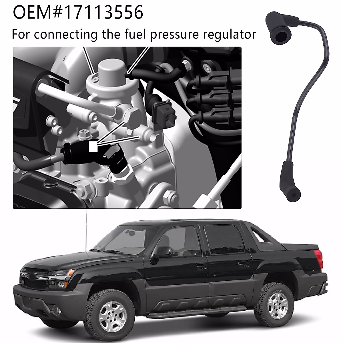 Car Fuel Pressure Regulator Vacuum Hose Compatible with Chevrolet Silverado GMC Sierra Buick for 4.8L 5.3L 6.0L Engine,Replaces OEM#17113556 Car Accessories Fuel Regulator Vacuum Line