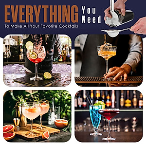 Travel Bartender Kit Bag, Traveling Bar Set, Portable Mixology Sets, 23 Pieces, Dark Blue, Silver, Professional Bartending Accessories, Starter Cocktail Mixer, Mobile Barware Tool Kitbag | Houseables