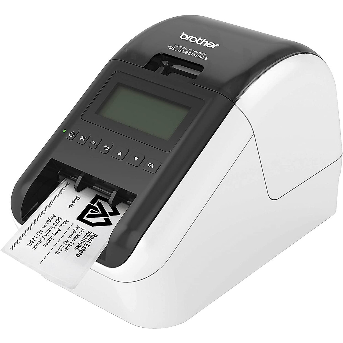 Brother QL-820NWB Professional Label Printer, White - WiFi, Ethernet and Bluetooth Connectivity - Ultra Flexible, 110 Labels Per Minute, 300 x 600 dpi, Auto Cut, Includes 1 Roll of 400 Address Labels