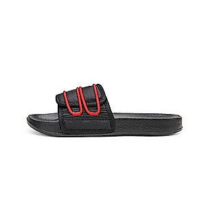 DREAM PAIRS SDSS221K Toddler Girls Kids Classic Sandals House Slipper Shower Slides Black/RED Size 2 Little Kid
