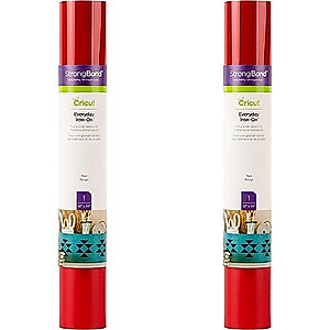 Cricut Everyday Iron On - 12” x 2ft - HTV Vinyl for T-Shirts - StrongBond Guarantee, Outlast 50+ Washes, Use with Cricut Explore Air 2/Maker, Red (Pack of 2)