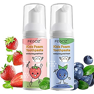 Foam Toothpaste Kids,Foaming Toothpaste Kids for U Shaped Toothbrush,Natural Formula Toothpaste,Deeply Cleaning Gums,Kids Oral Care Toothpaste, (Strawberry &Blueberry)